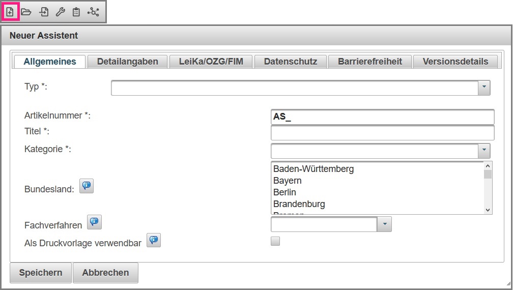 Neuen Assistenten anlegen